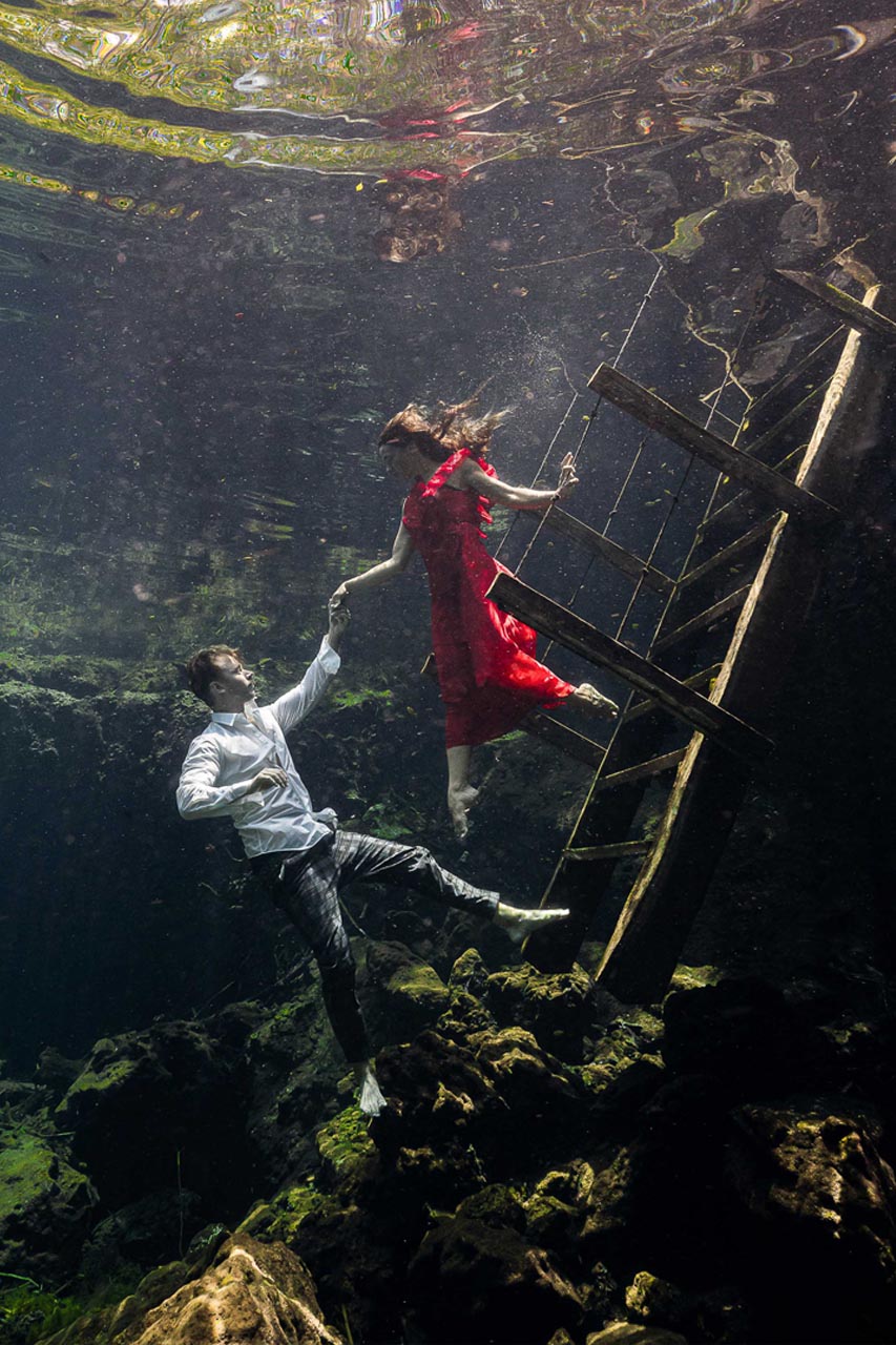 Underwater Couple Photoshoot in Tulum Cenotes | Esther White